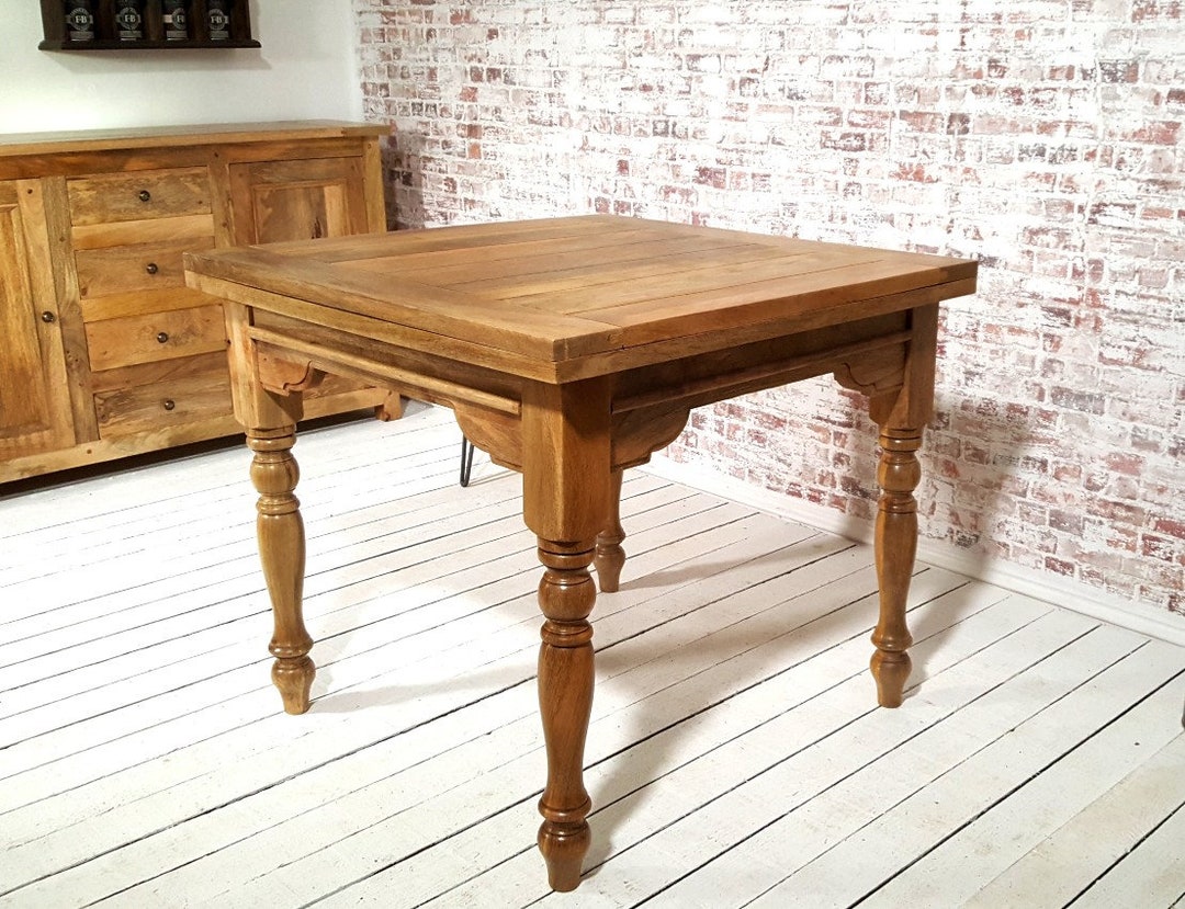 Extending Rustic Farmhouse Turned Leg Dining Kitchen Table Solid ...
