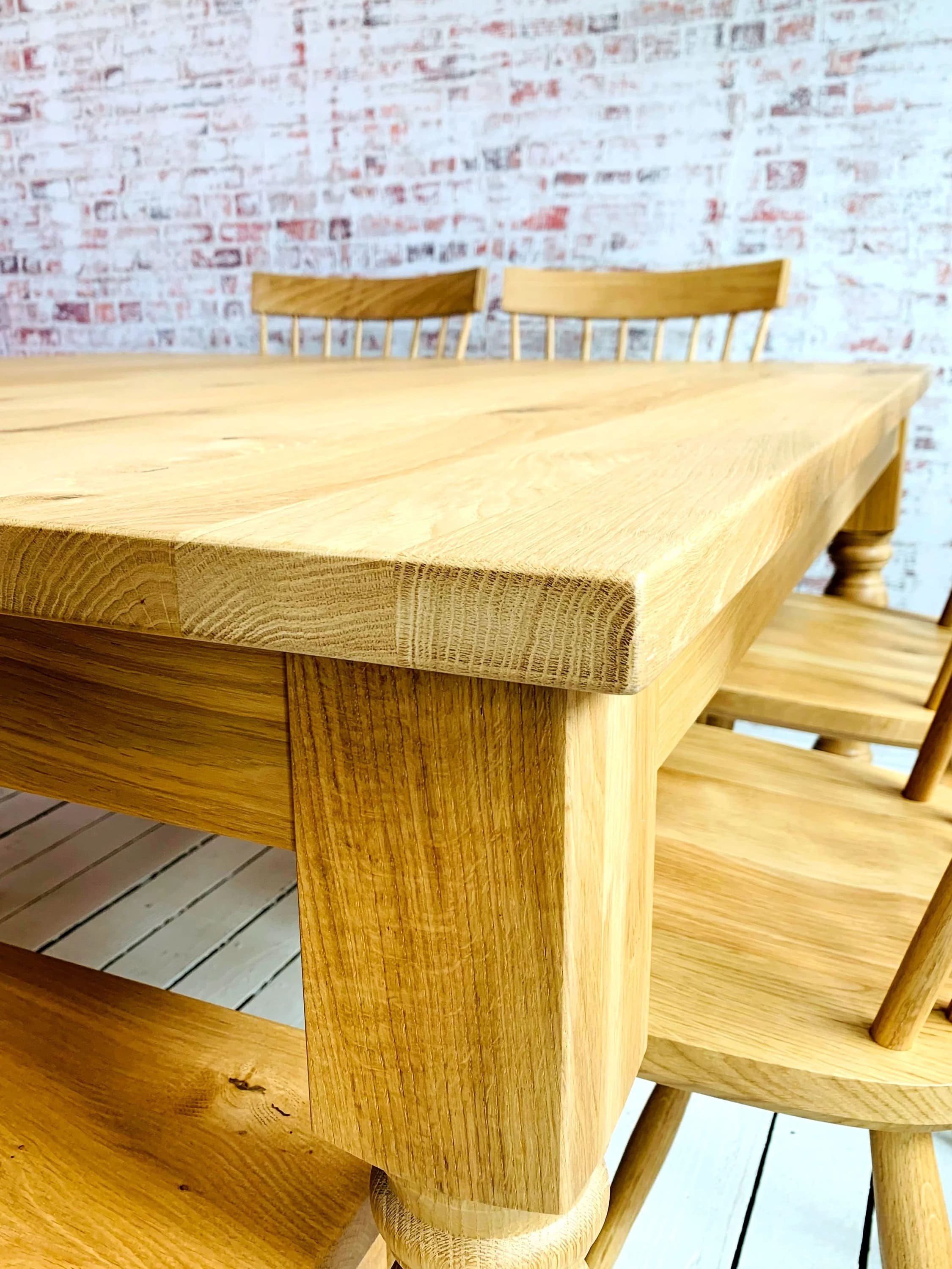 Large All Oak Chunky Farmhouse Table Dining Set Modern Rustic - Etsy