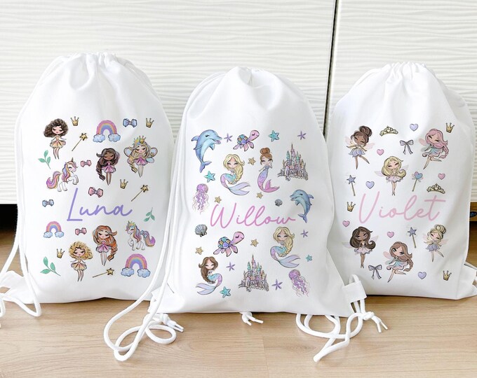 Personalised Drawstring Bag Kids School Bag Personalised Gym Bag ...