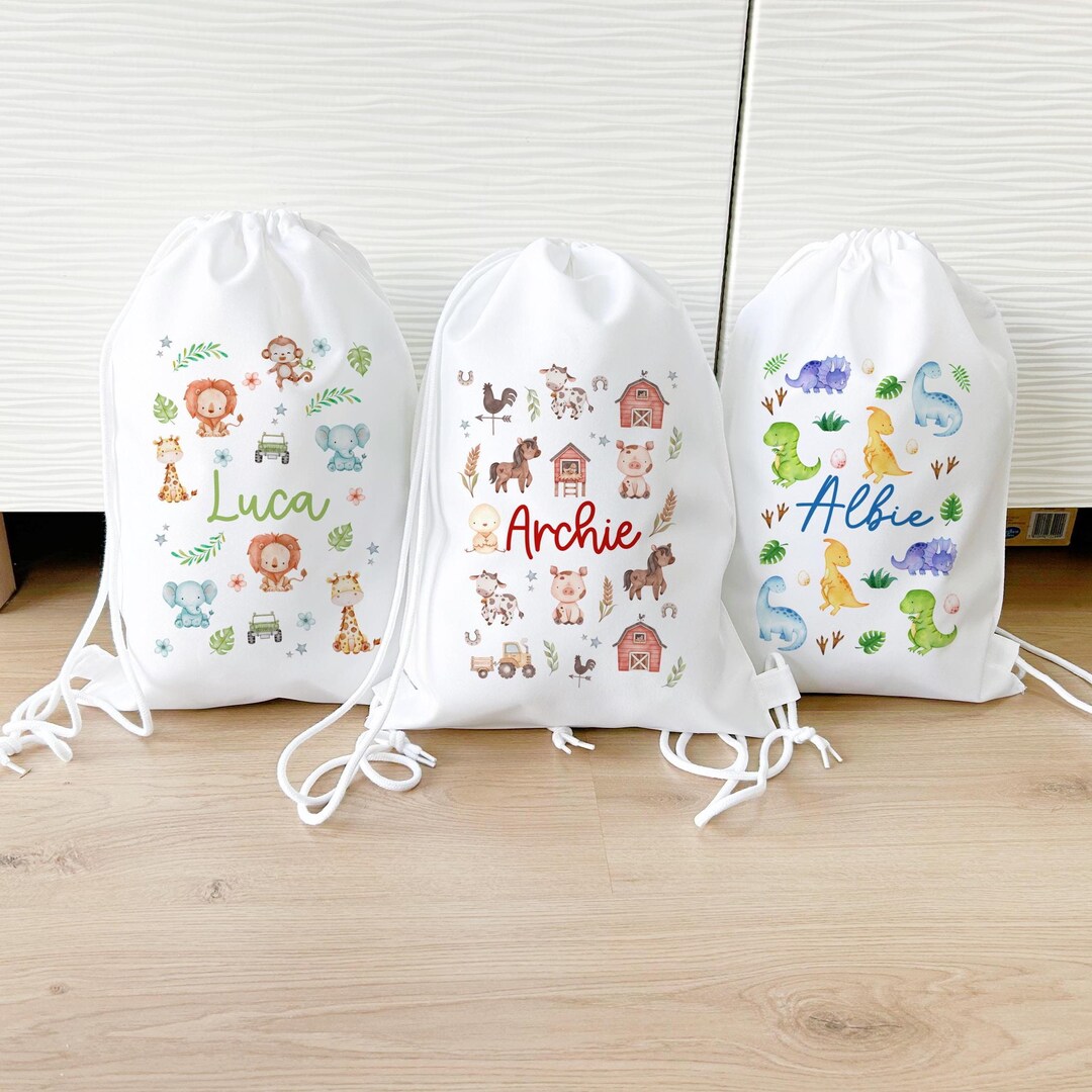 Personalised Drawstring Bag - Kids School Bag - Kids PE Bag - Swimming ...
