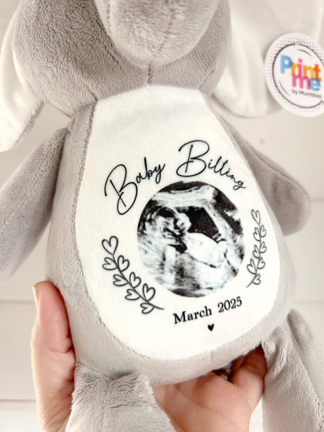 Personalised New Baby Teddy - Baby Scan Announcement - Personalised ...