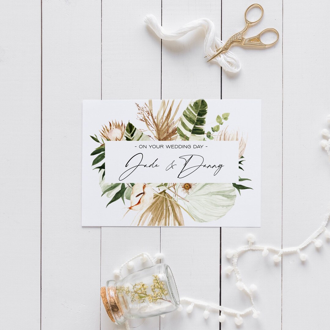 Personalised Wedding Card Boho Wedding Congratulations - Etsy UK