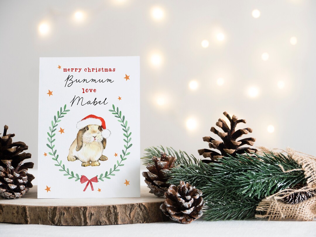Bunny Christmas Card | Bunmum | Personalised Rabbit Christmas Card ...