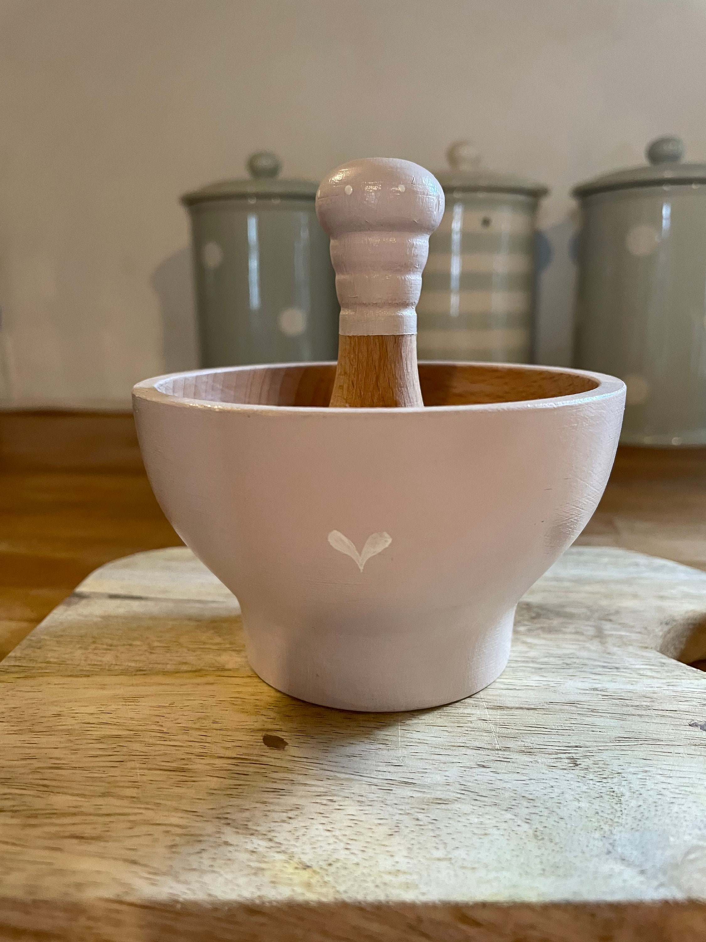 Hand Painted Wooden Pestle and Mortar Mortar and Pestle Spice Crusher ...