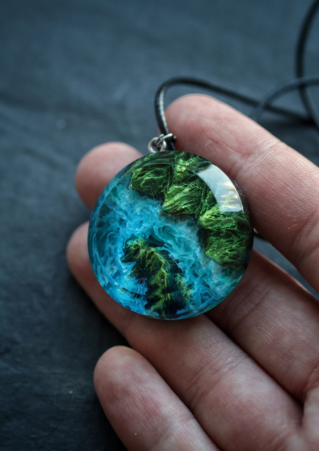 Landscape Pendant Wood Resin Pendant Sea Necklace Resin Wood Pendant - Etsy