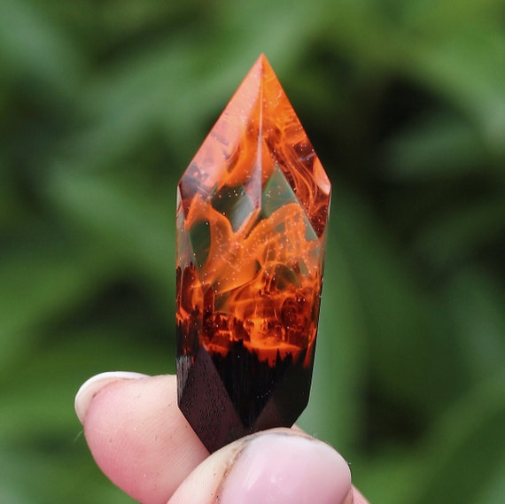 Wood Resin Pendant Fire Pendant Resin Necklace Epoxy Resin - Etsy