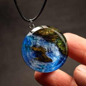Wood Resin Pendant Landscape Pendant Sea Necklace Resin Wood Pendant - Etsy