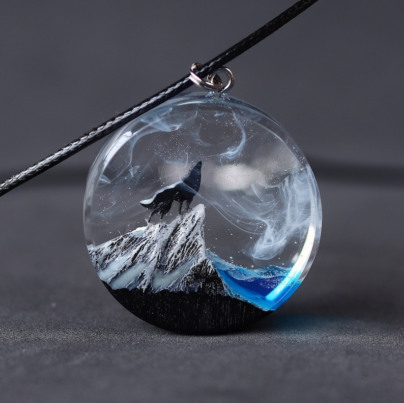 Wolf Pendant Wolf Accessory Resin Necklace Personalized - Etsy