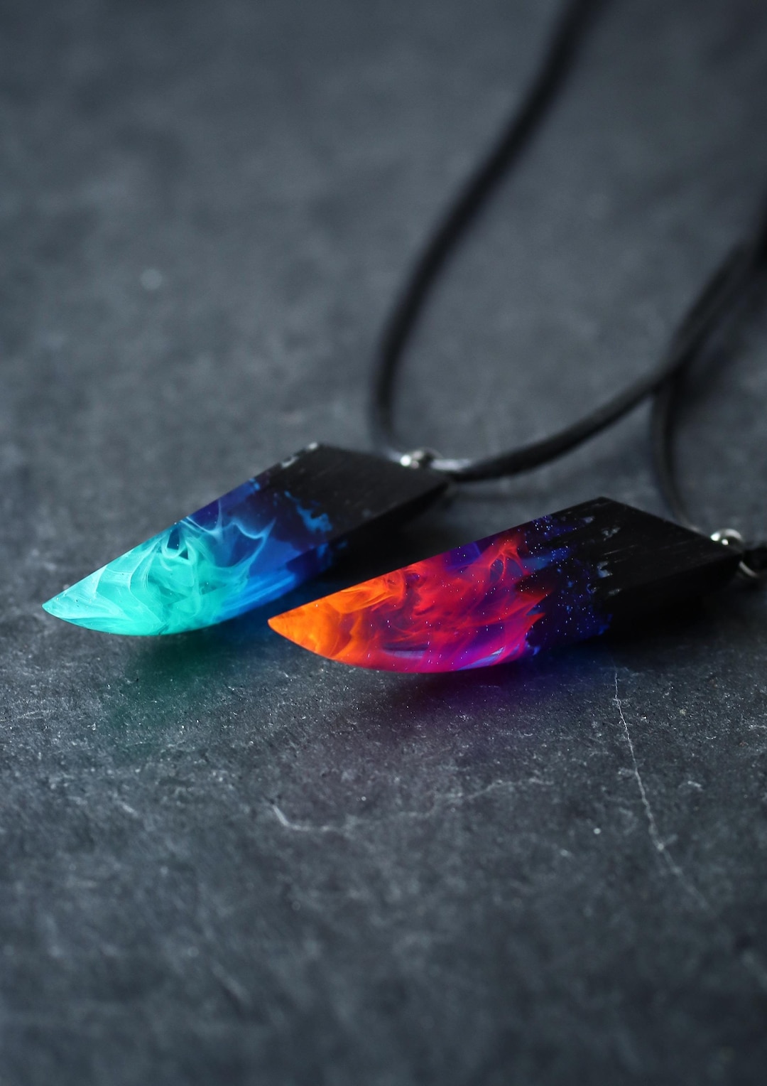 Epoxy Resin Couple Pendants - Handmade Wood & Resin Jewelry ...