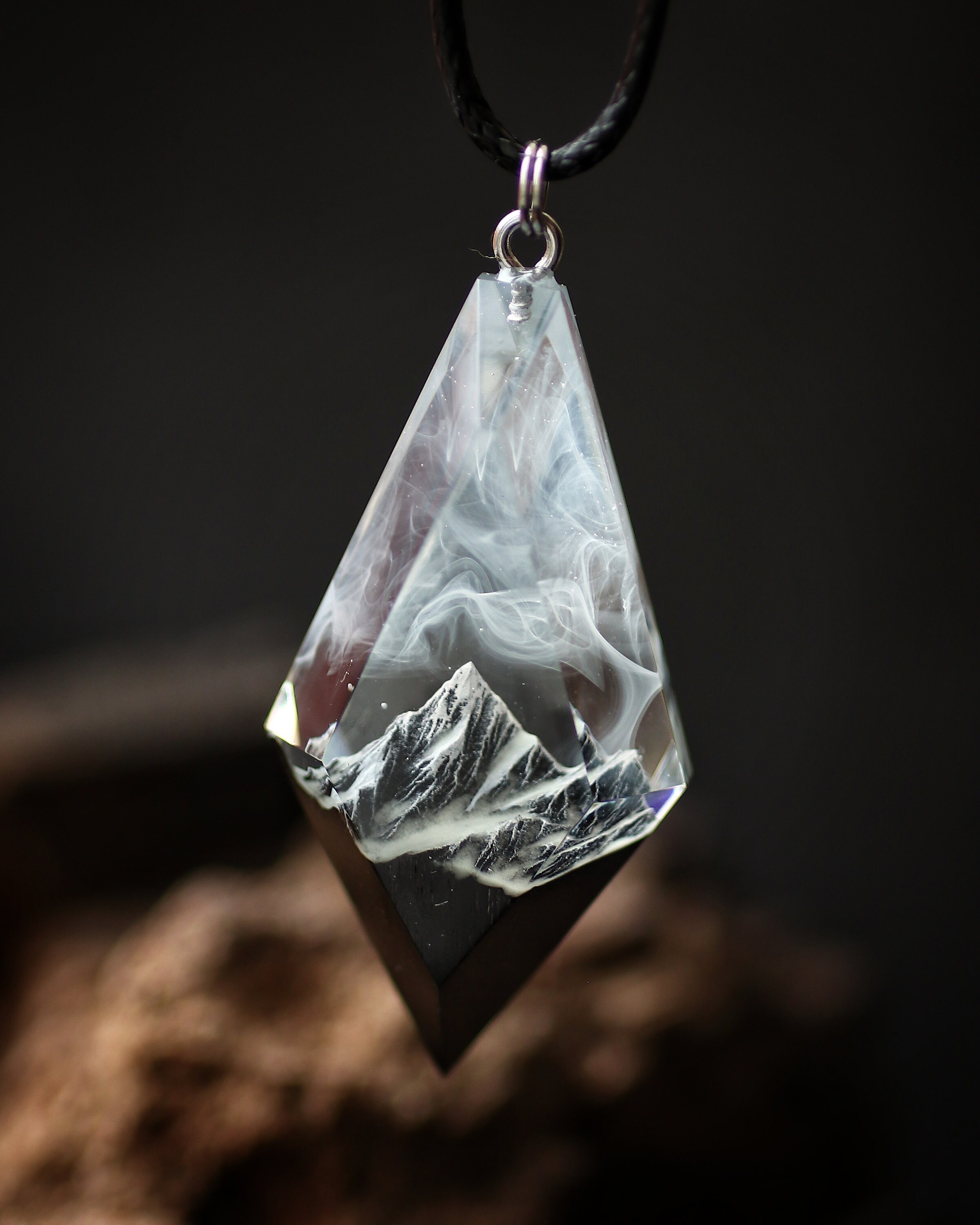 Wood Resin Mountain Pendant Glow in the Dark Personalized Gift - Etsy