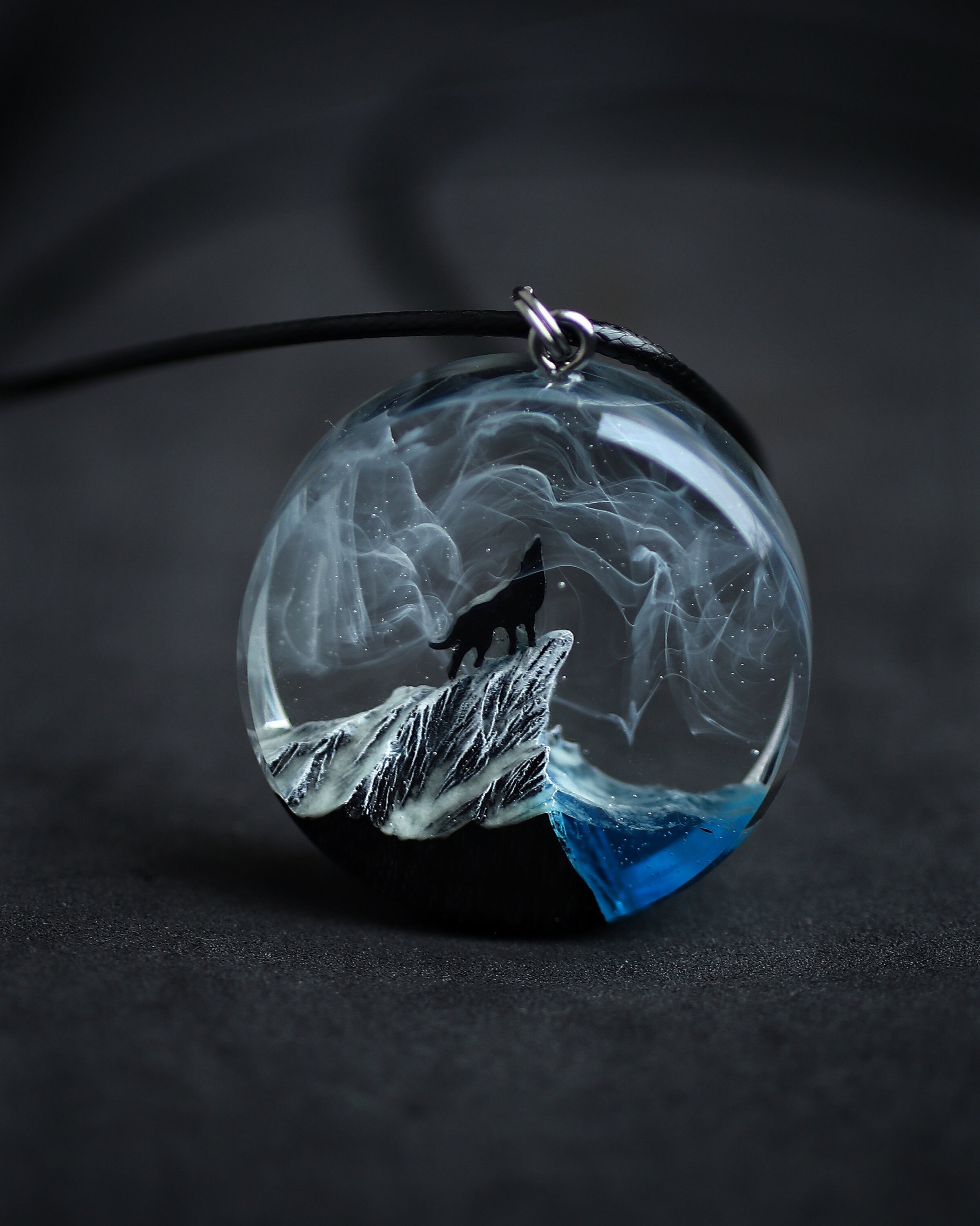 Wolf Pendant Wolf Accessory Resin Necklace Personalized Pendant Wood ...