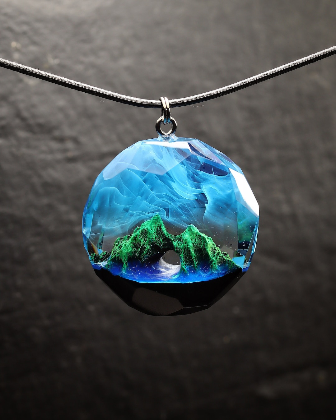 Wood Resin Mountain Pendant – Glow-in-dark Handmade Summer Necklace - Etsy