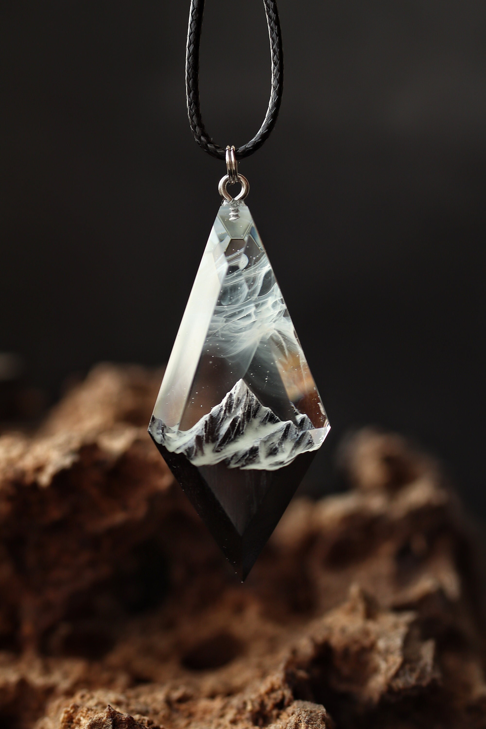 Wood Resin Mountain Pendant Glow in the Dark Personalized Gift - Etsy