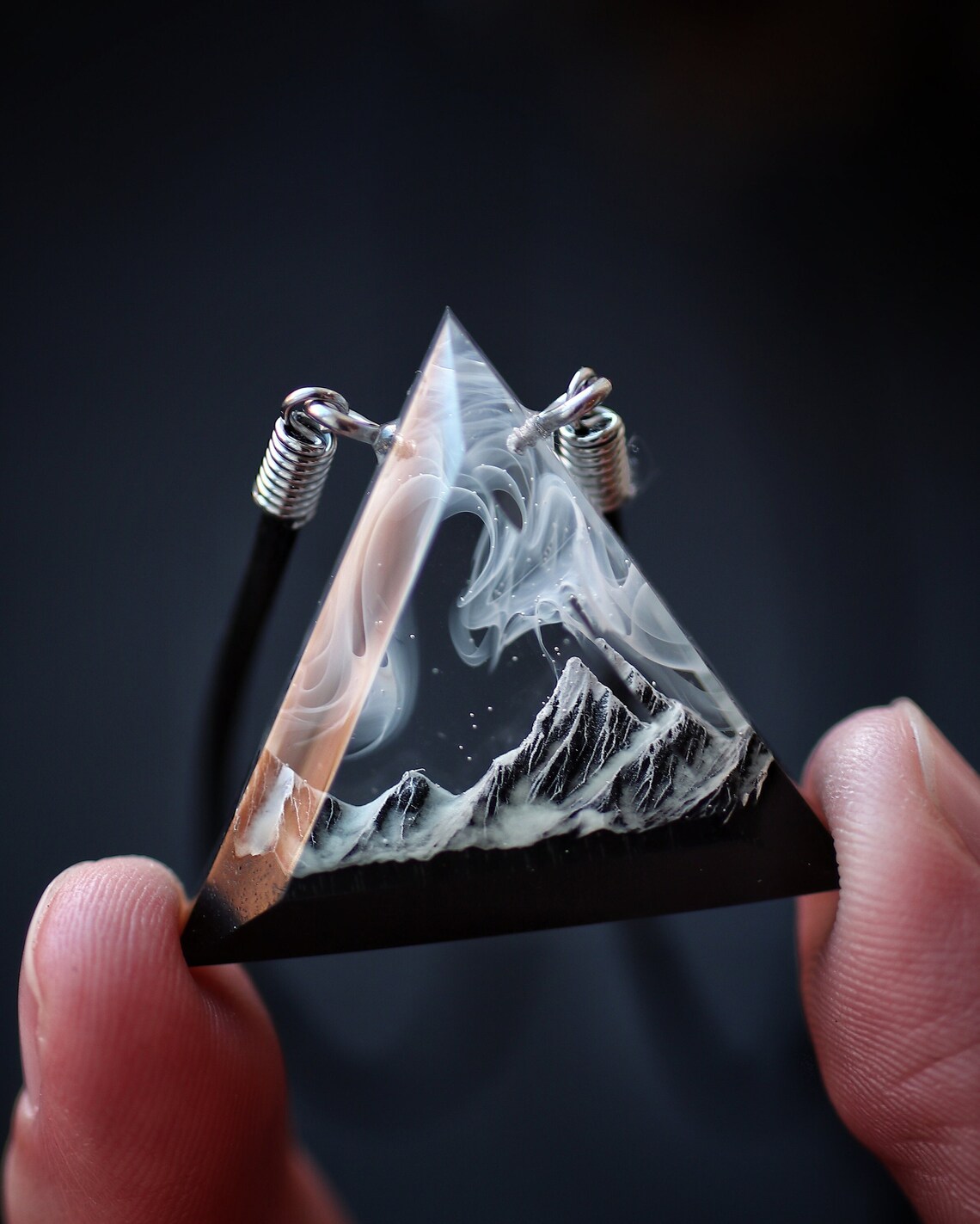 Wood Resin Necklace Triangle Pendant Handcarved Pendant - Etsy