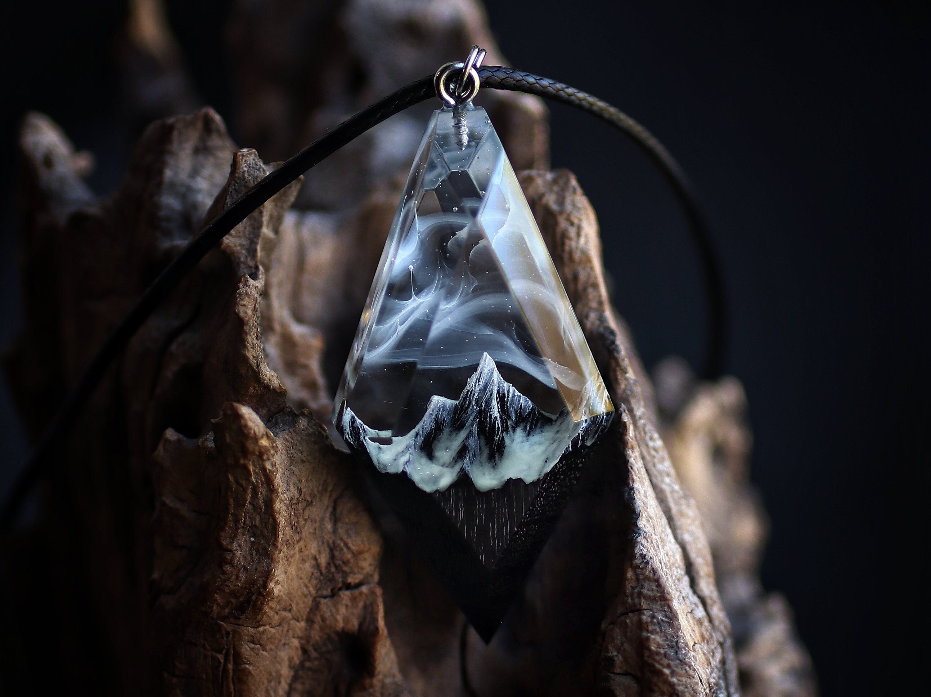 Wood Resin Mountain Pendant Glow in the Dark Personalized Gift - Etsy