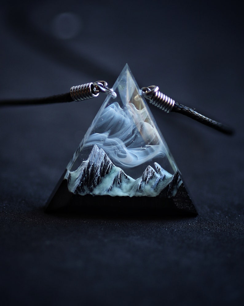 Wood Resin Necklace Triangle Pendant Handcarved Pendant - Etsy