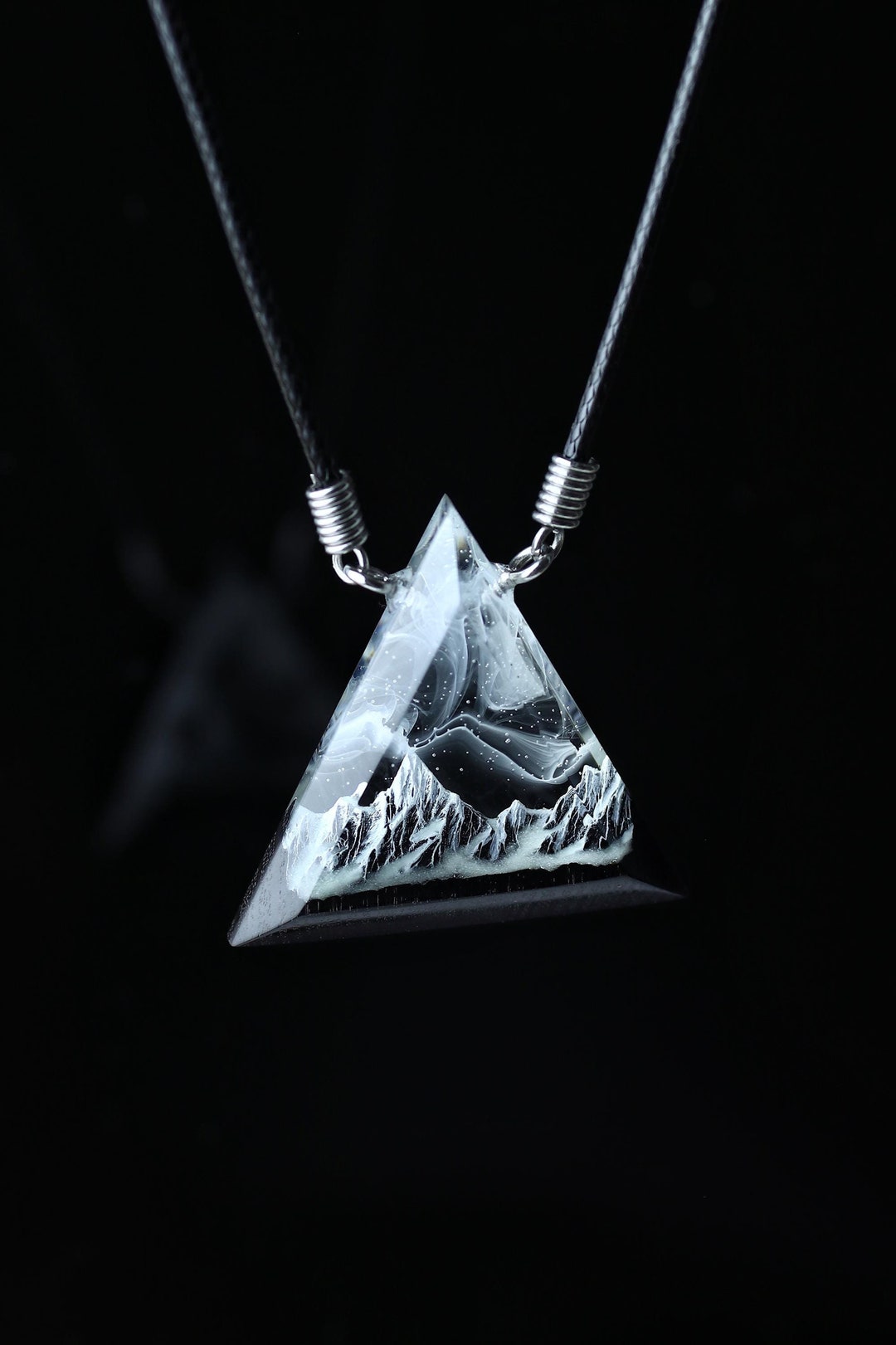 Wood Resin Mountain Triangle Pendant – Handmade Personalized Necklace ...