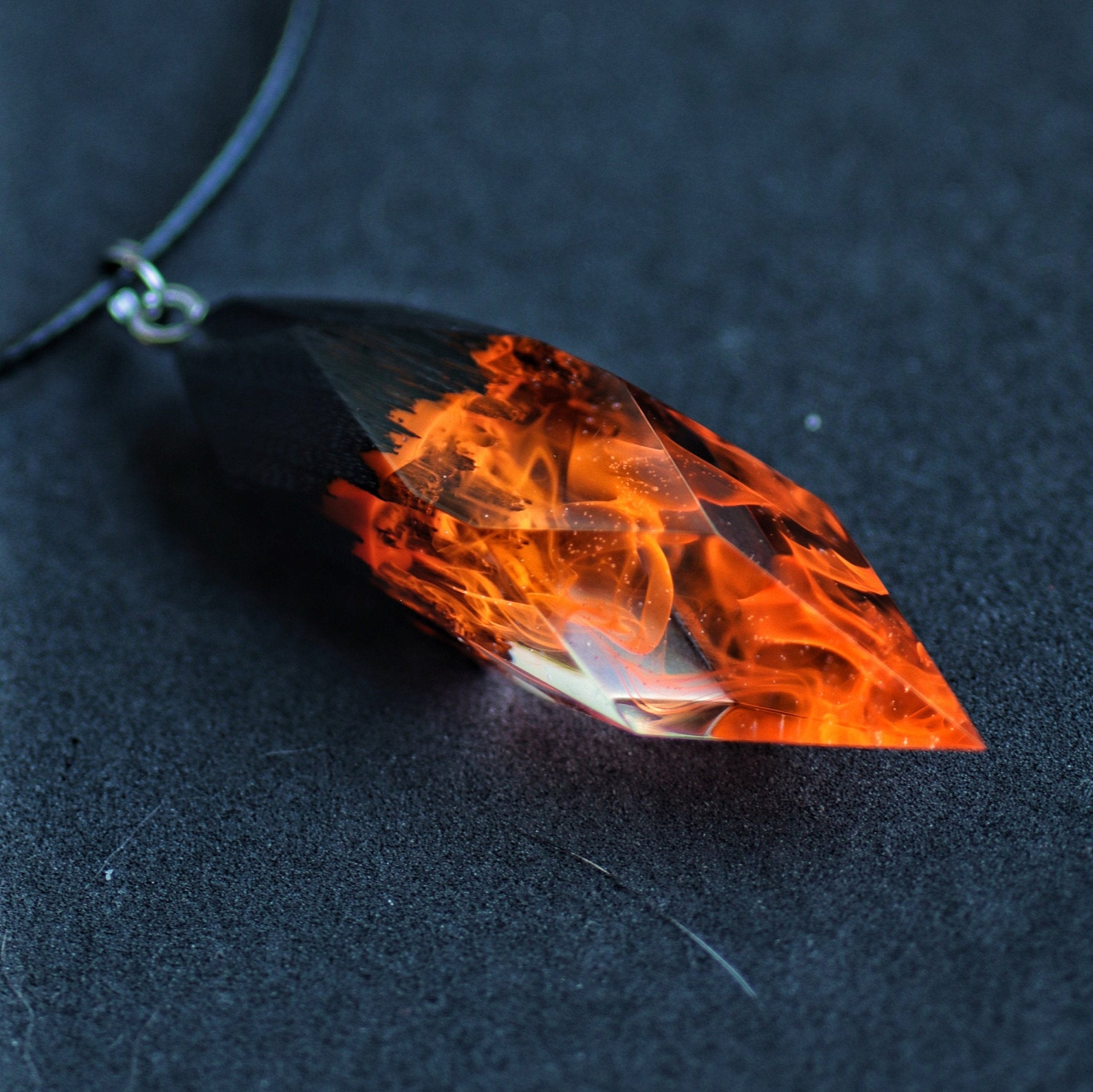 Wood Resin Pendant Fire Pendant Resin Necklace Epoxy Resin Pendant for ...