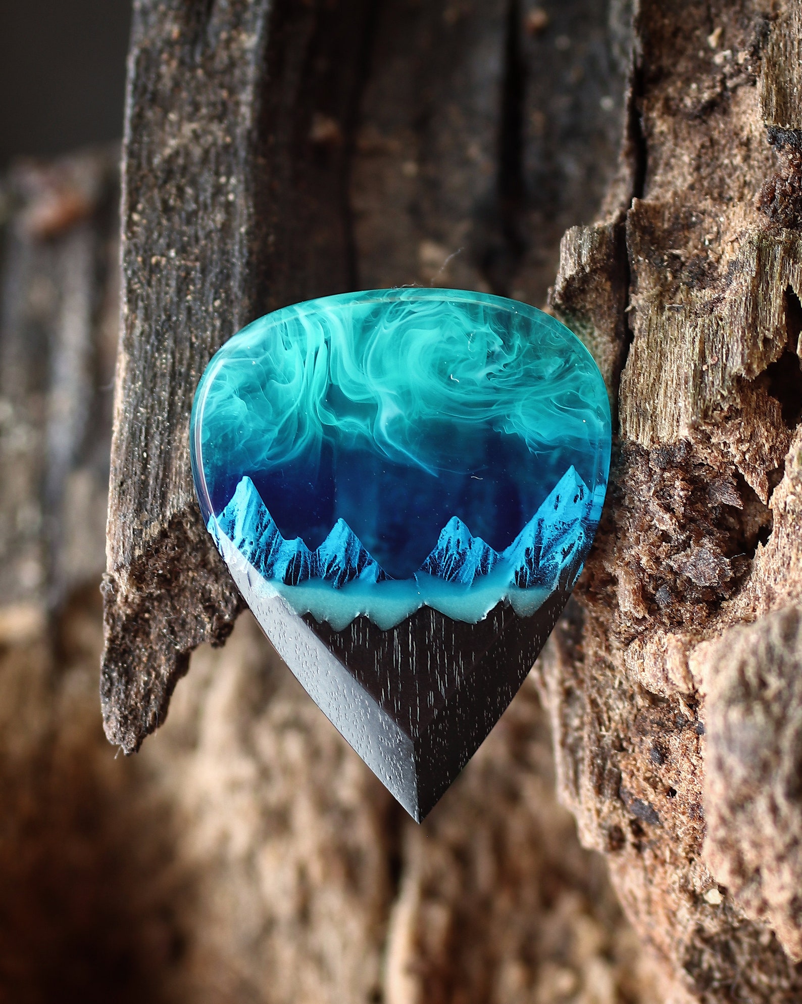 Wood Resin Guitar Pick Northern Lights Best Musician Gift - Etsy