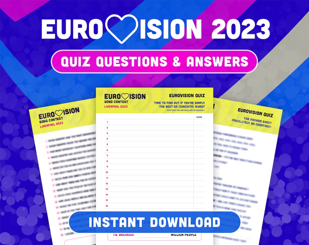 Eurovision Song Contest Pub Quiz Questions Answers Trivia - Etsy