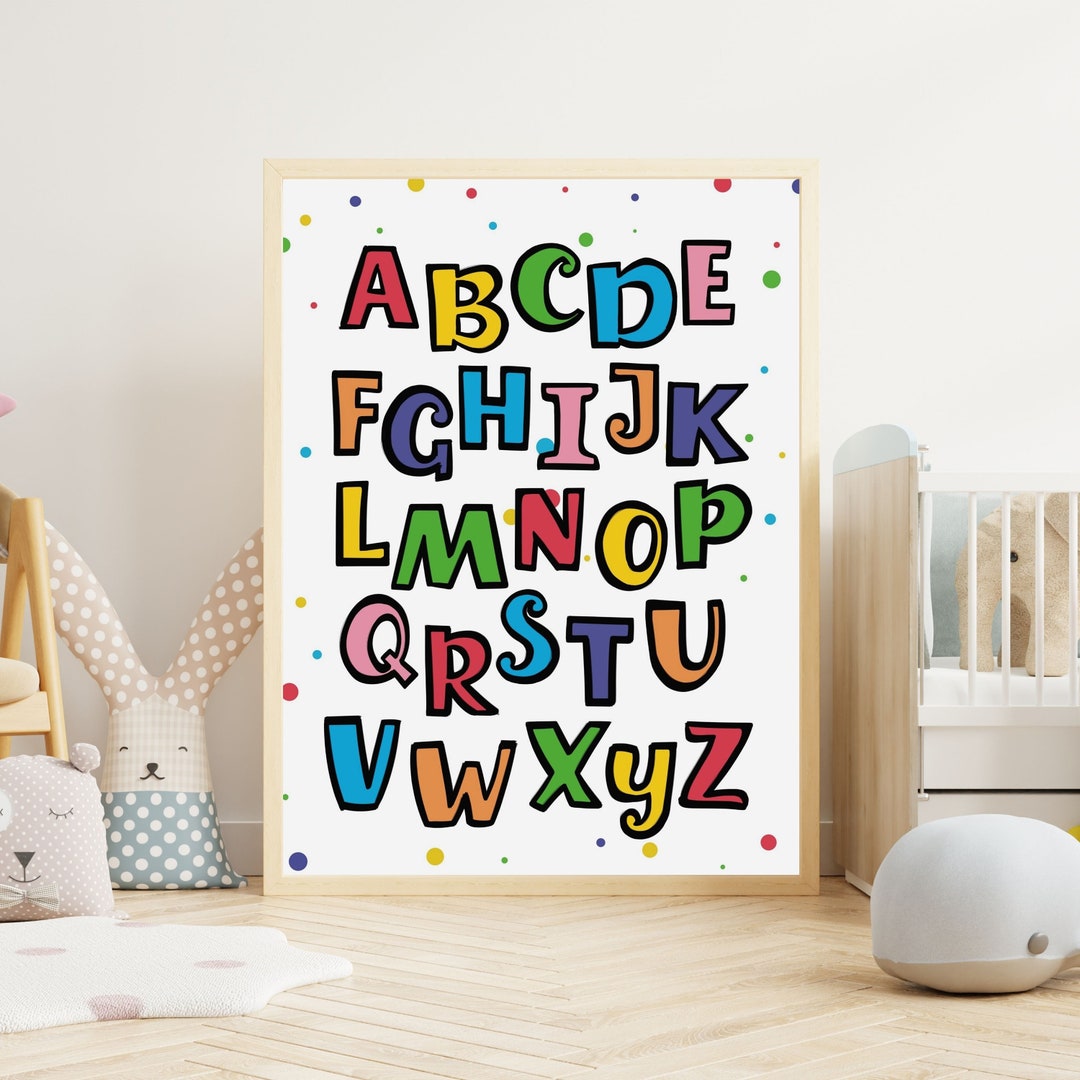 Alphabet Poster Playroom Wall Decal, Baby Girl Nursery Playroom Decor ...