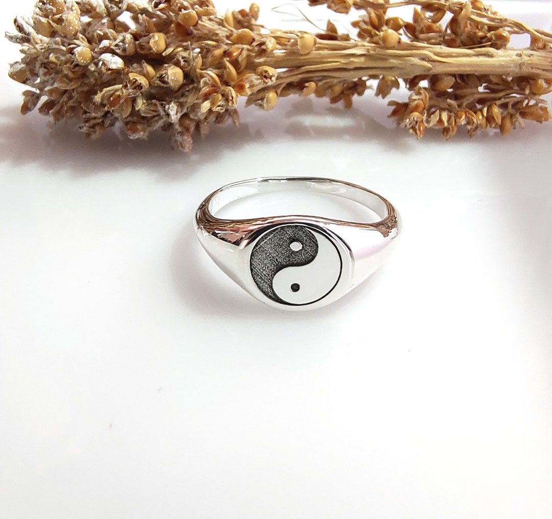 Sterling Silver Round Yin Yang Ring, Ying and Yang Ring, Yoga Ring ...