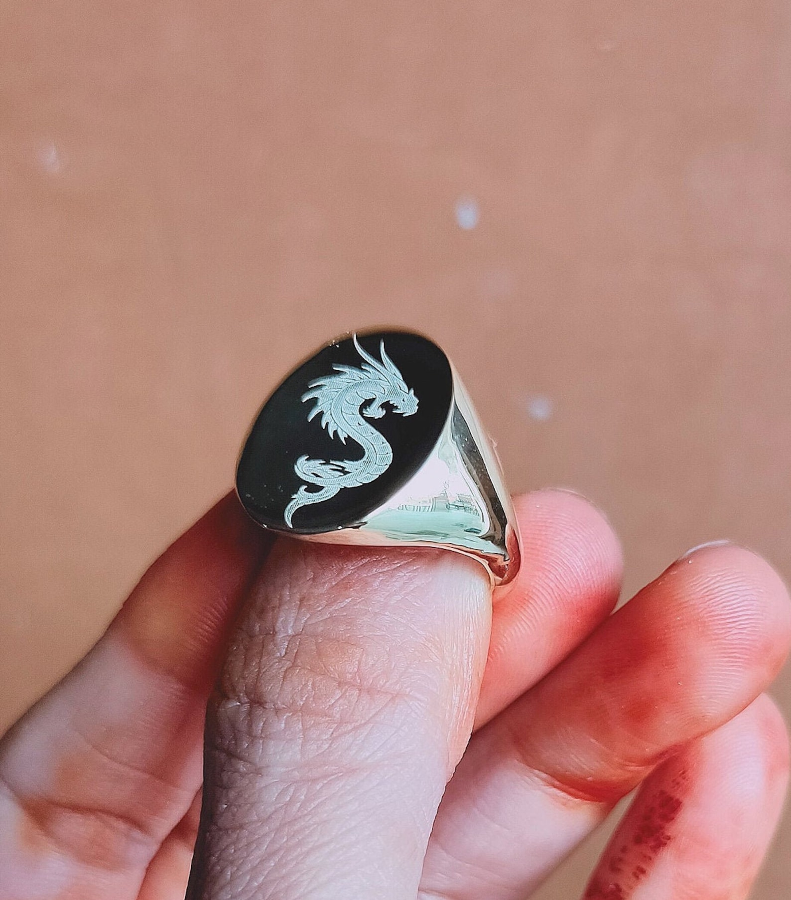 Anillo de dragón anillo de sello de plata joyería de | Etsy
