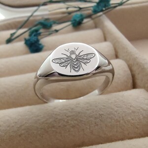 Bee Ring, Sterling Silver Bee Ring, Bee Jewelry, Bee Engraved Ring, Bee ...