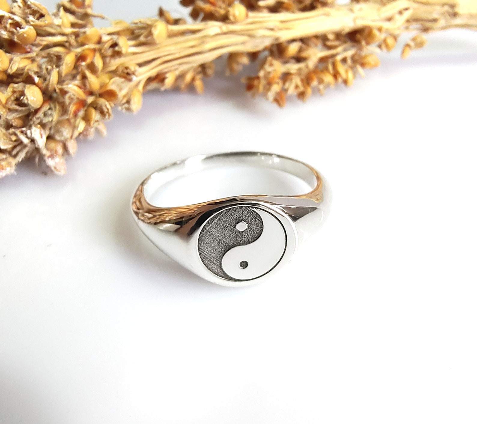 Sterling Silver Round Yin Yang Ring Ying and Yang Ring Yoga - Etsy