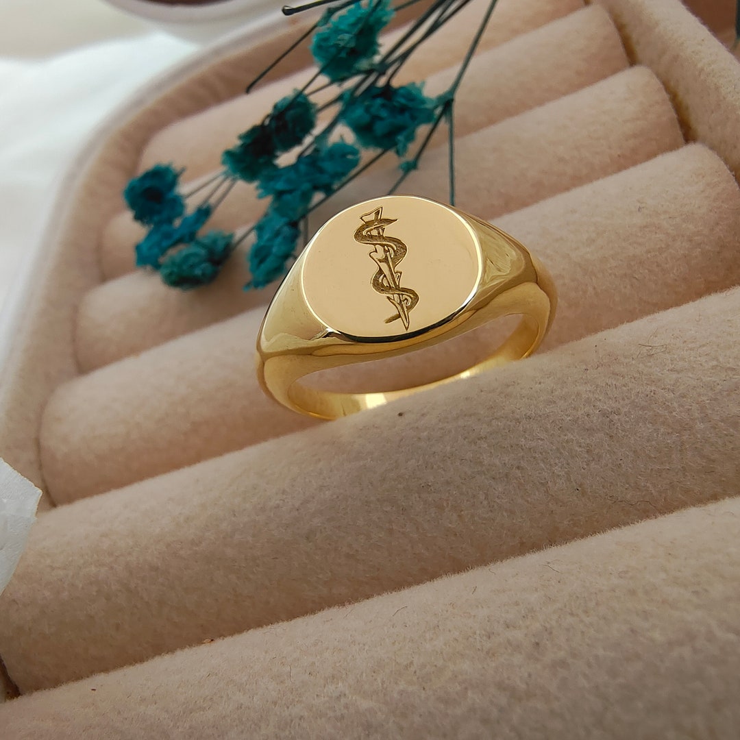 Caduceus Ring Sterling Silver Medical Student Jewelry, Nurse Ring Nurse Doctor Gifts Rod of ...