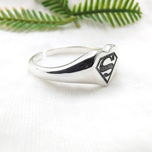 Superman Ring, 925 Sterling Silver Super Man Jewelry, Superman Logo ...