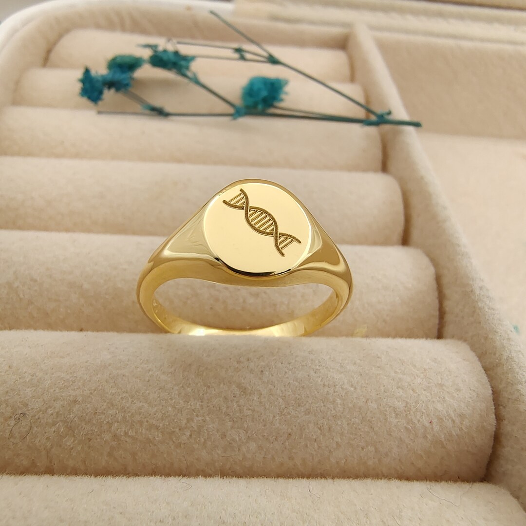 DNA Ring Sterling Silver Dna Signet Ring, Engraved Ring, Helix Ring ...