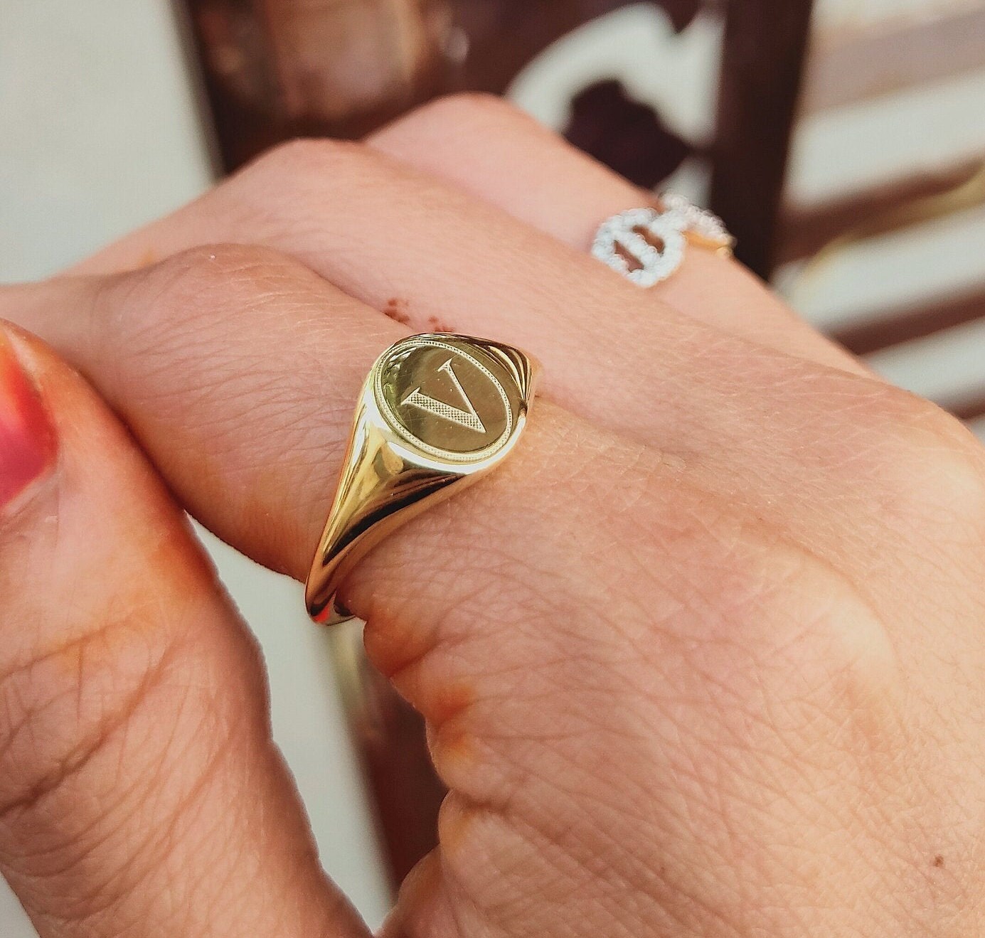 Initial Ring Custom Letter Ring Silver Signet Ring | Etsy