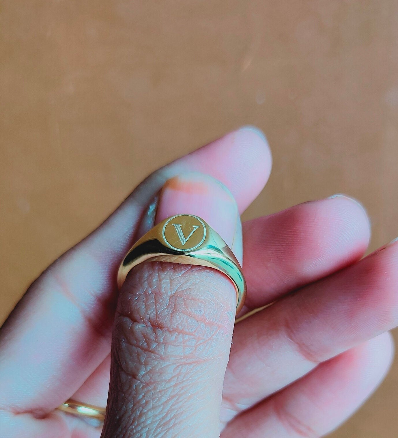 Initial Ring Custom Letter Ring Silver Signet Ring | Etsy