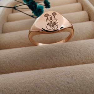 Mickey Mouse Ring, Mickey Ring, Cartoon Ring, Mouse Signet Ring, Mickey ...