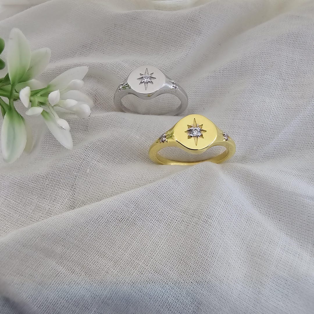 Polar Star Ring 14K Gold, North Star Ring, Polaris Ring, Dainty ...