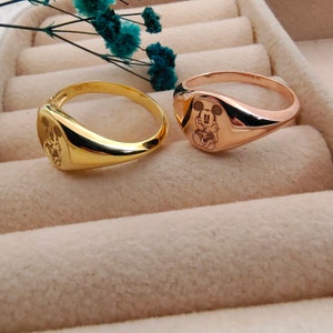 Mickey Mouse Ring, Mickey Ring, Cartoon Ring, Mouse Signet Ring, Mickey ...