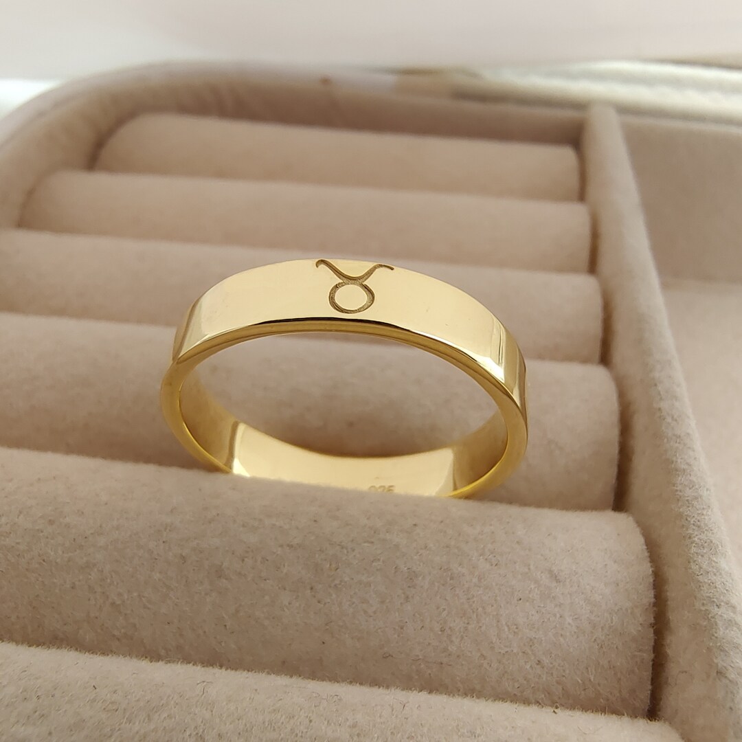 Sterling Silver Zodiac Band Men Women, Personalized Zodiac Ring Zodiac ...