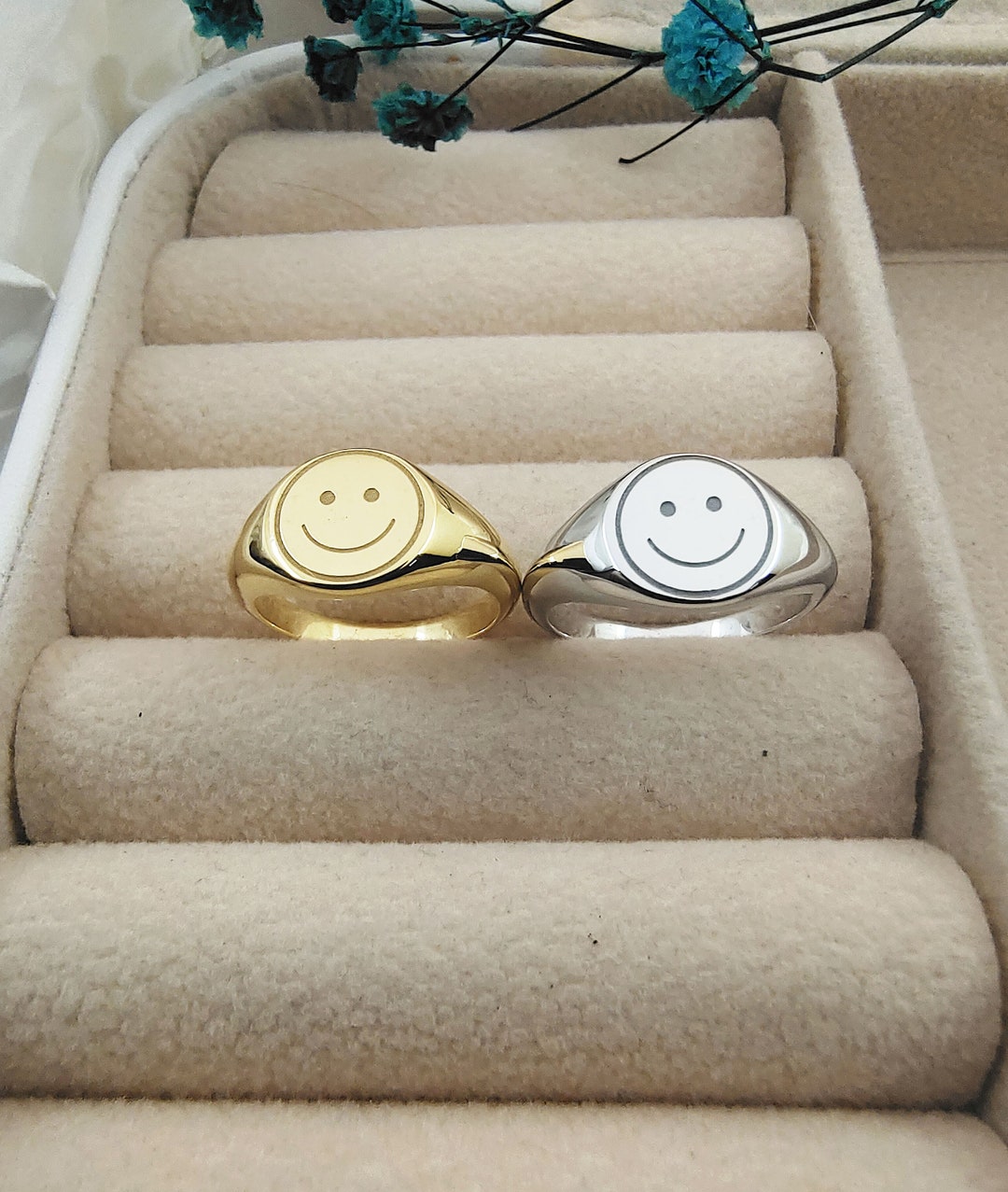 Smiley Ring Silver, Happy Face Ring, Smiley Face, Emoji Ring ...