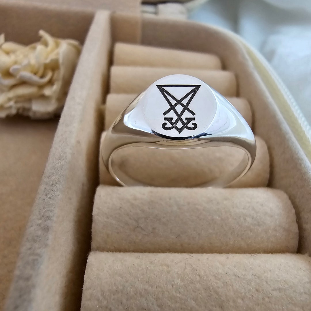 Sigil of Lucifer Ring Sterling Silver Satanic Ring Satan Symbol ...