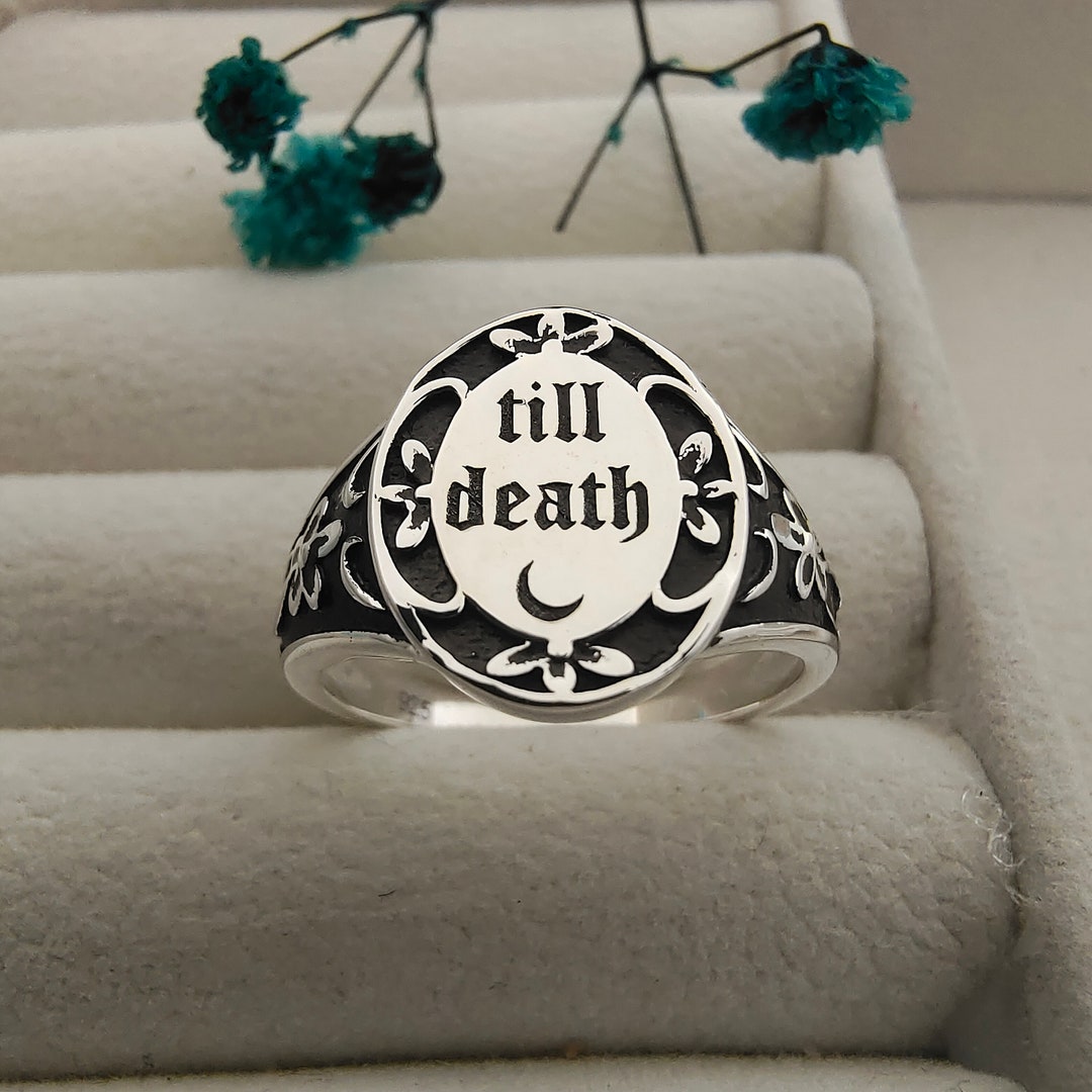 Til Death Ring Sterling Silver Five Year Anniversary Gift Engraved Till Death Ring, Til Death ...