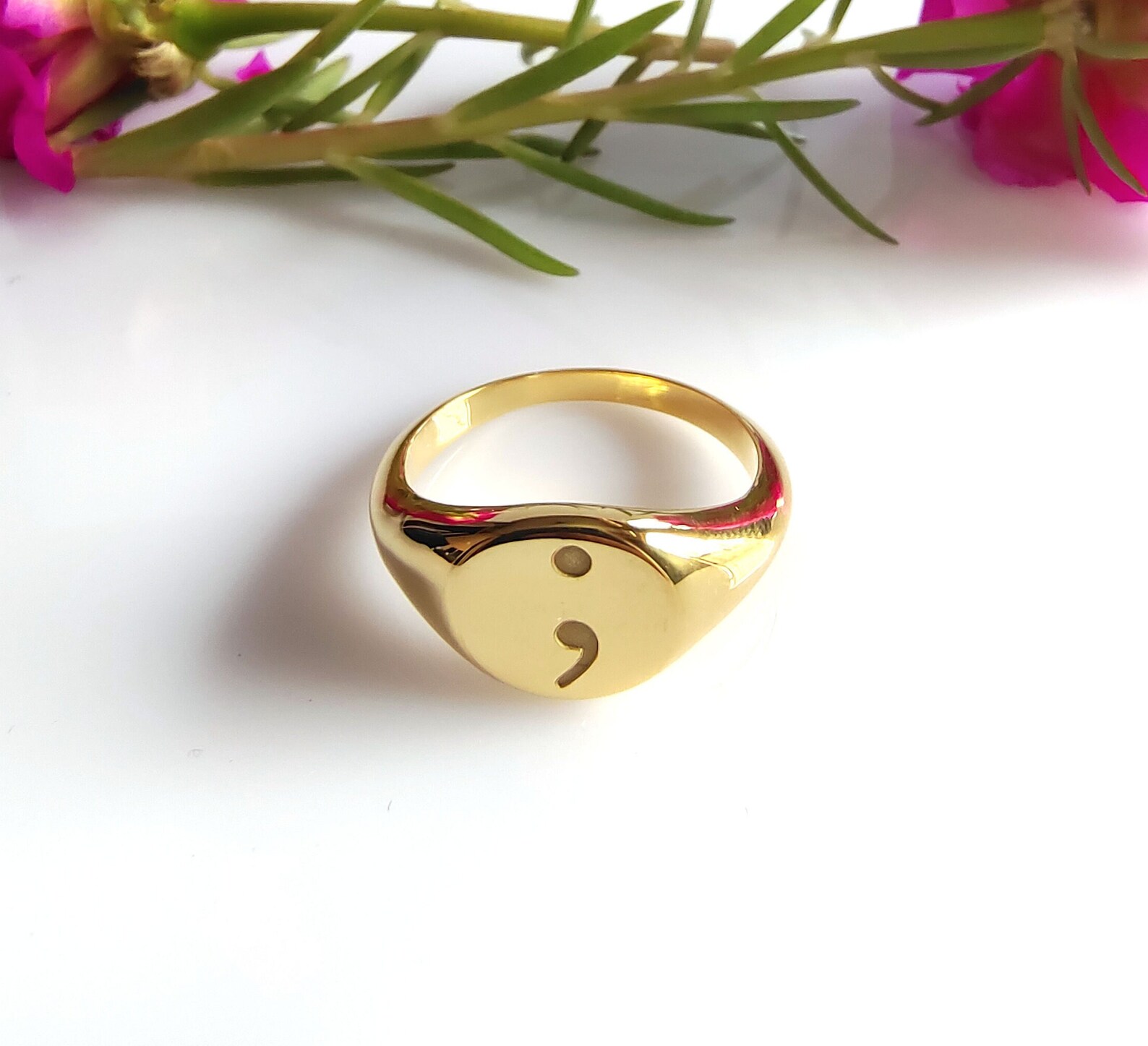 Semicolon Ring Sterling Silver Semi Colon Ring Semicolon | Etsy