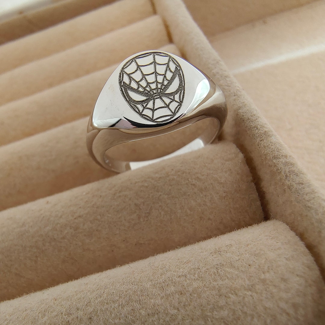 Spider Mask Ring 14K Gold Women Spider Mask Ring 8x10mm Oval - Etsy