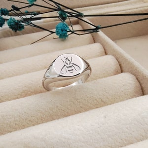 Bee Ring, Sterling Silver Bee Ring, Bee Jewelry, Bee Engraved Ring, Bee ...