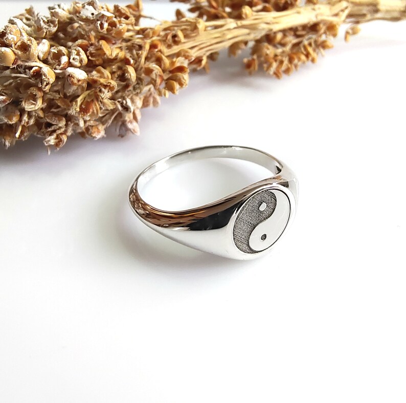 Sterling Silver Round Yin Yang Ring Ying and Yang Ring Yoga - Etsy