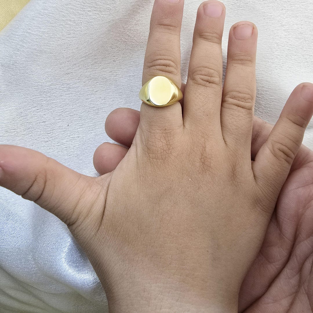 Gold Signet Ring for Kids, Pinky Signet Ring, 8/10 Mm Oval, Birthday ...