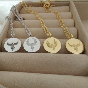 Phoenix Necklace, Silver Phoenix Pendant, Personalized Engraved Disk ...