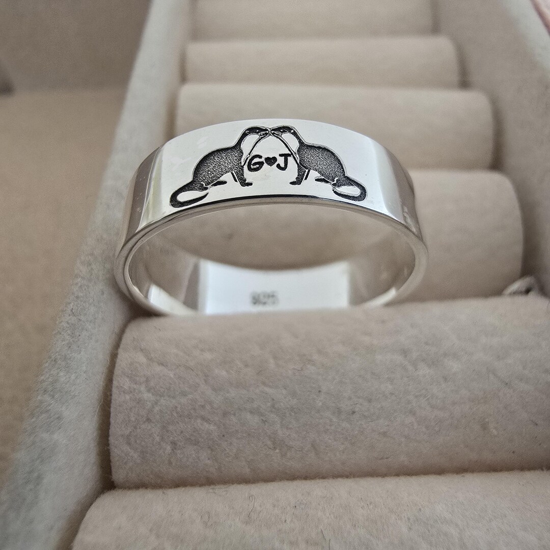Sea Otter Ring for Men Women, Sterling Silver Otter Couple Ring ...