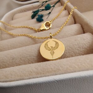 Phoenix Necklace, Silver Phoenix Pendant, Personalized Engraved Disk ...