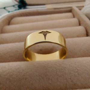 Caduceus Ring Medical Symbol Band Ring Sterling Silver Caduceus Ring Medical Symbol Band Ring Sterling Silver